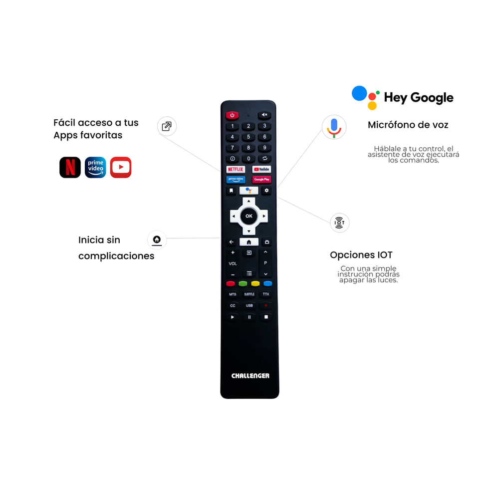 Televisor 65 Pulgadas Challenger Android TV UHD Smart TV Bluetooth ...