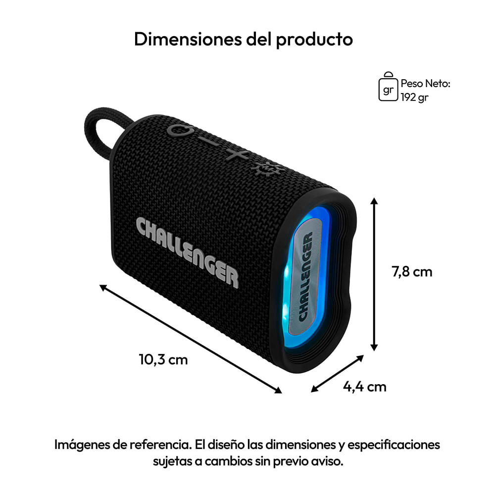 Parlante Portátil CHALLENGER con Bluetooth V5.3, USB y Recargable ...