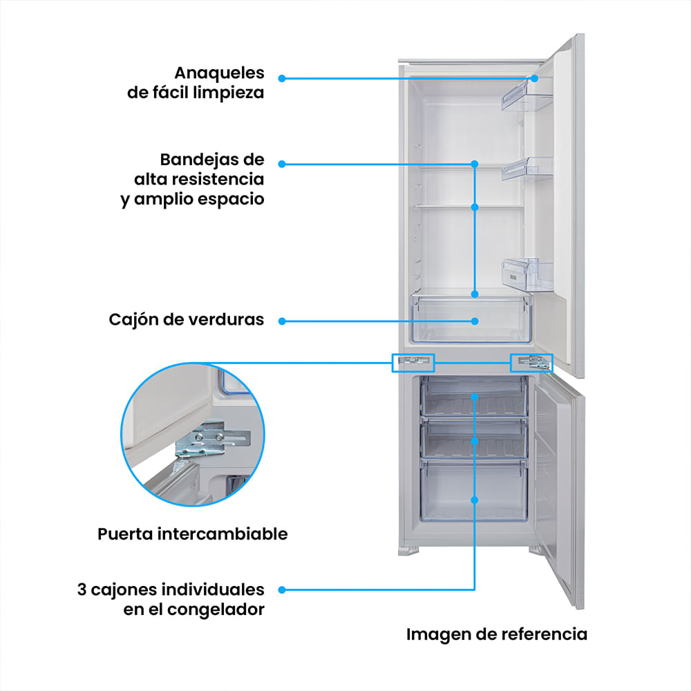 Nevera de Empotrar Panelable - 256 Litros brutos - Challenger